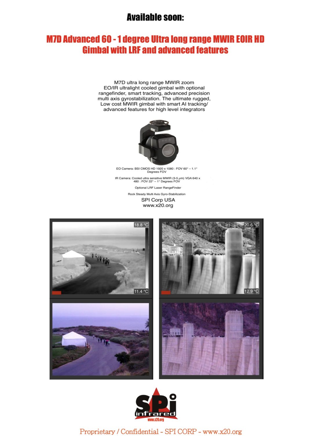 Drone thermal camera for UAS Eo/Ir gyrostabilized flir imaging SPI Corp