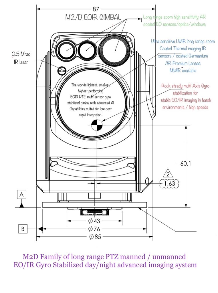 Long range drone thermal camera flir gimbal stabilized EOIR